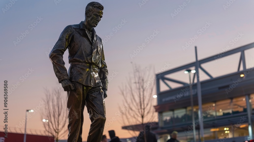 A football club unveiling a tribute statue of a legendary player ...