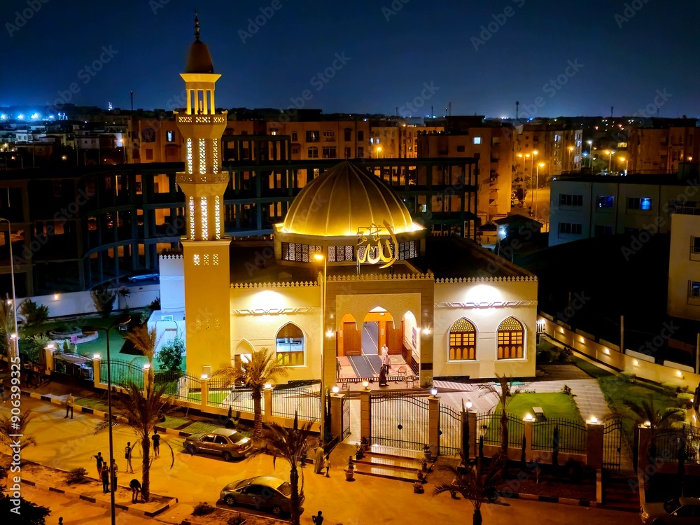 Cairo, Egypt, July 20 2024: A night view of the Exterior of a grand ...