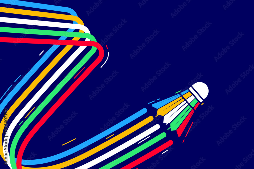 Colorful badminton shuttlecock background with copy space for text ...