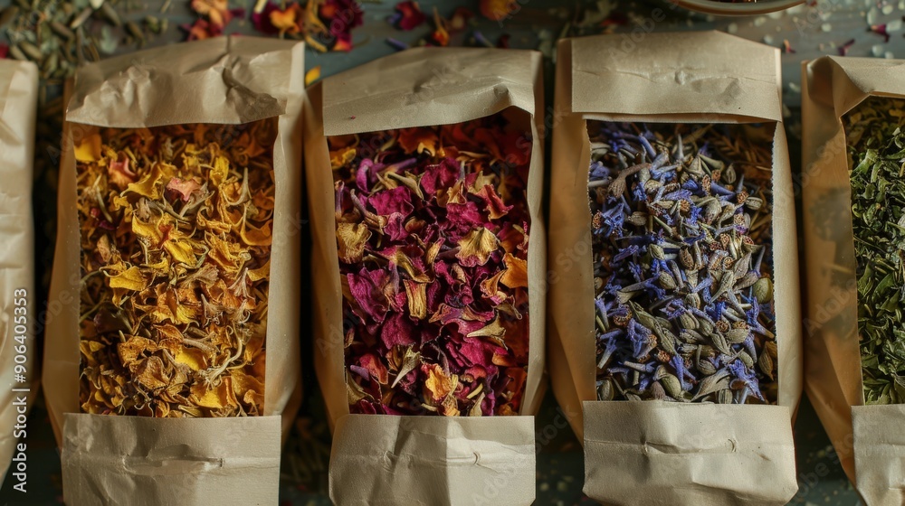 A detailed guide showcasing the preparation of herbal tea using vibrant ...