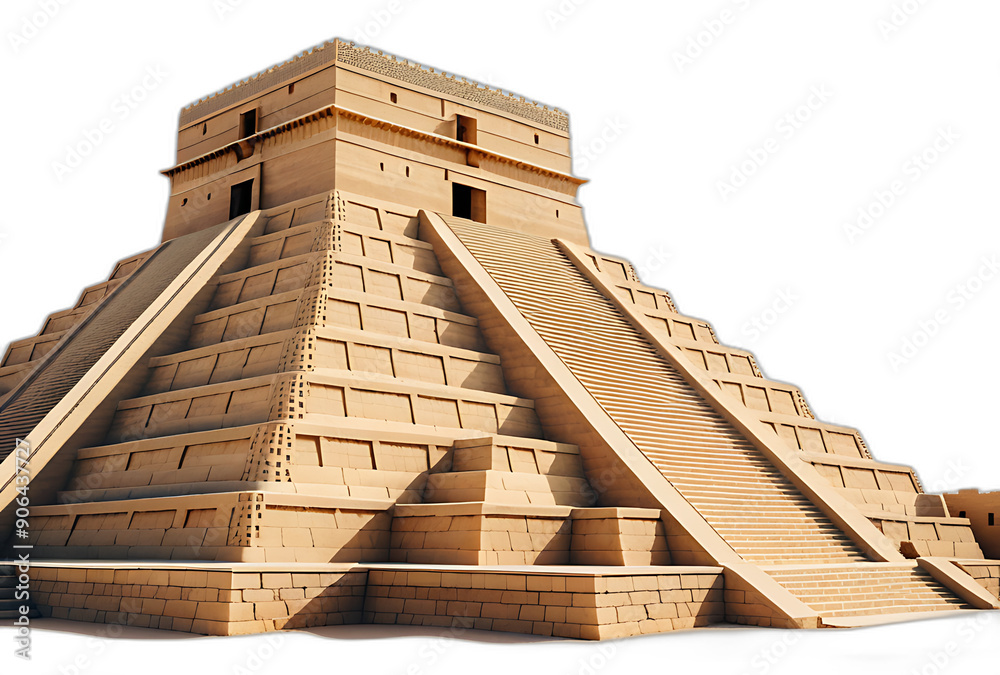 babylonian ziggurat isolated white background high resolution high ...