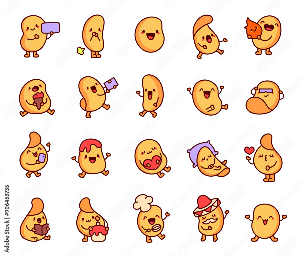 Cute kawaii chips character. Funny cartoon food. Hand drawn style ...