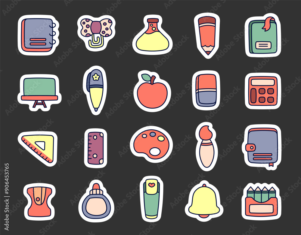 School subjects. Sticker Bookmark. Study and knowledge. Hand drawn ...