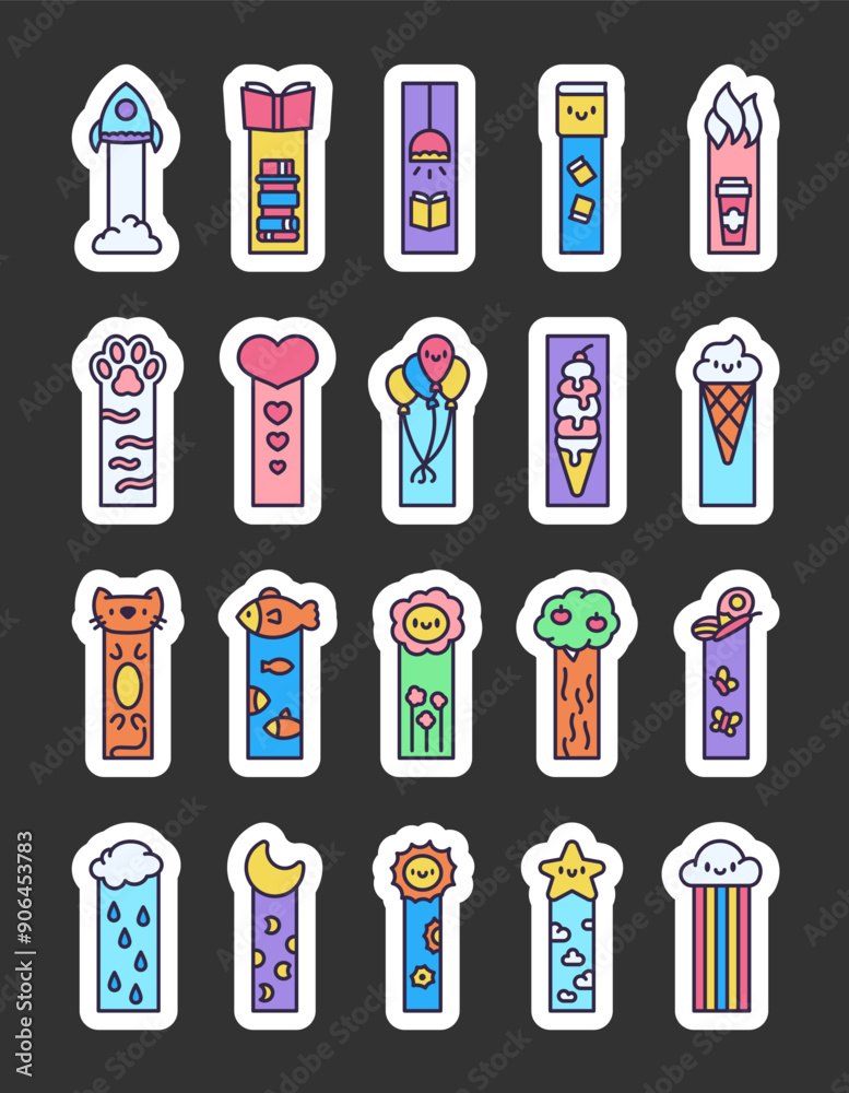 Different bookmarks for the textbook. Sticker. Back to school. Hand ...
