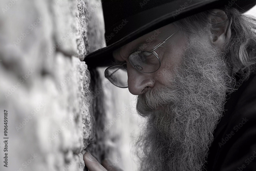 portrait of a jewish man with long beard in israel, orthodox rabbi ...