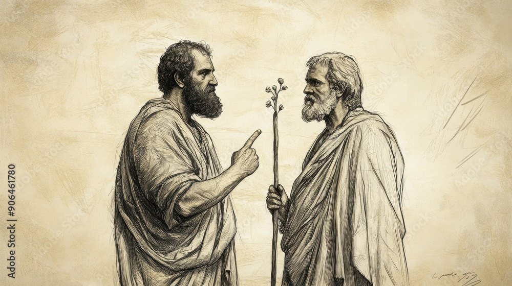 Biblical Illustration of Numbers: Moses Showing the Budded Staff to a ...