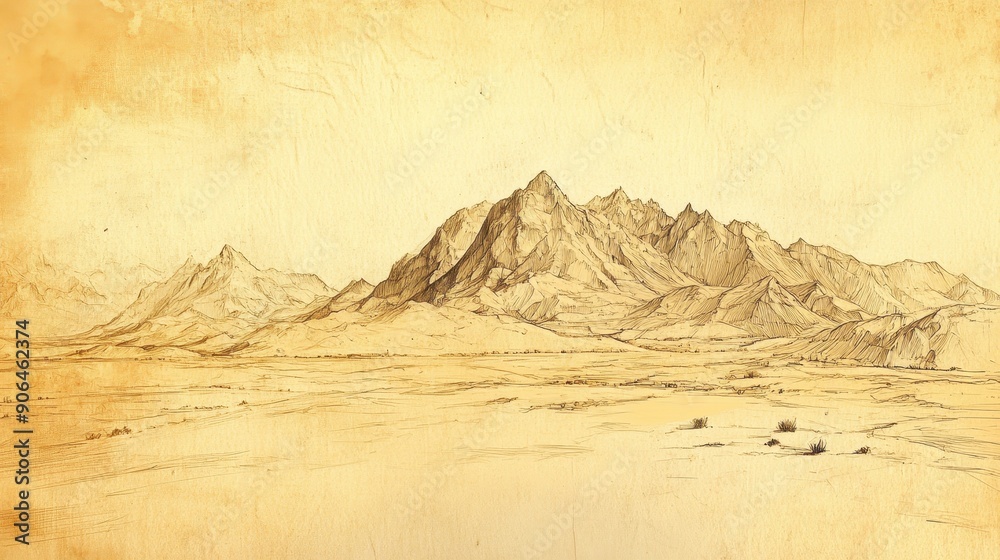 Biblical Illustration of Numbers: Distant View of Mount Sinai During ...
