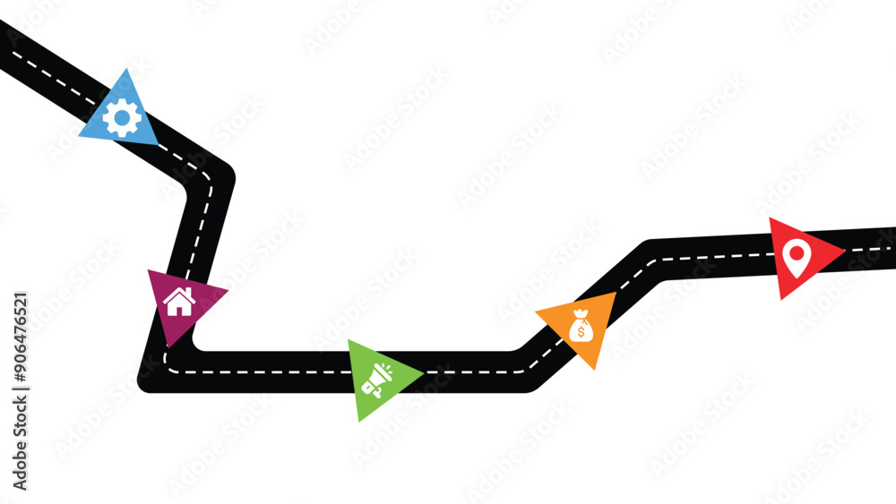 Roadmap infographic depicting a navigation roadmap concept, emphasizing ...
