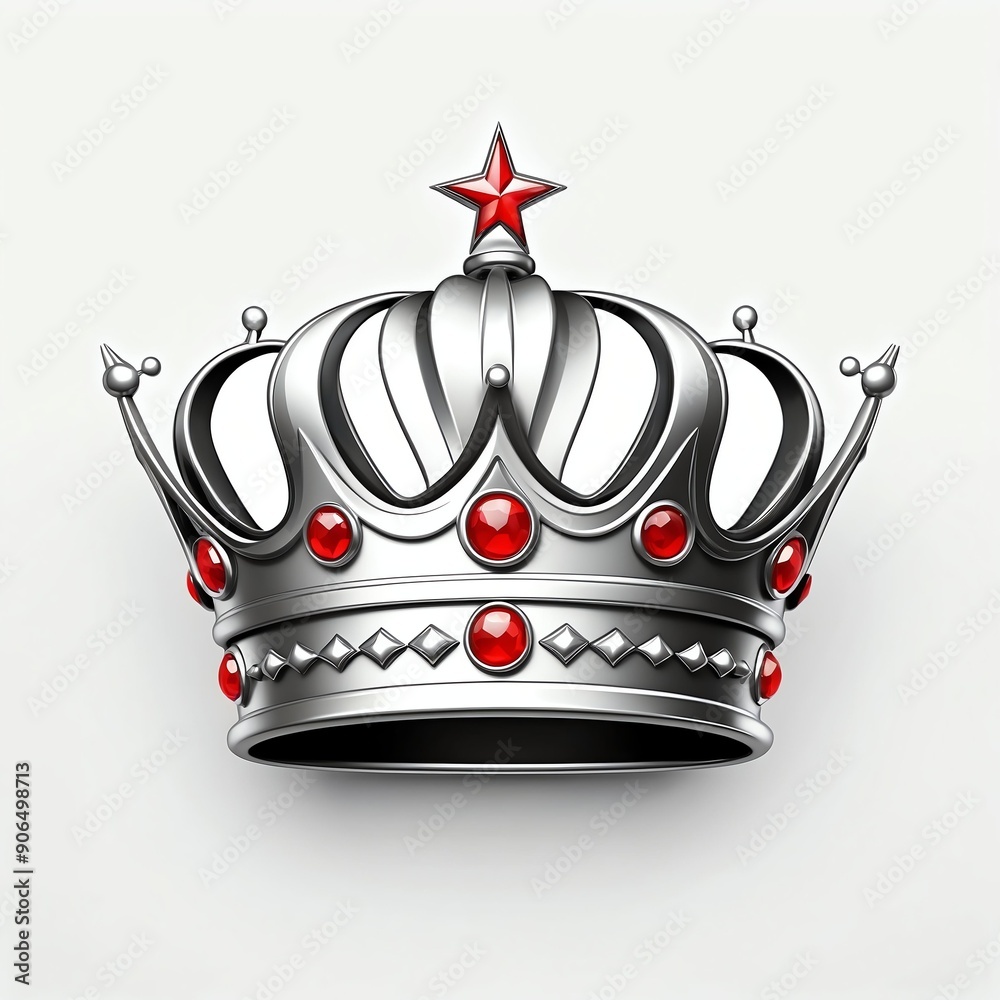 silver crown 3d art logo in plain white background design digital ...