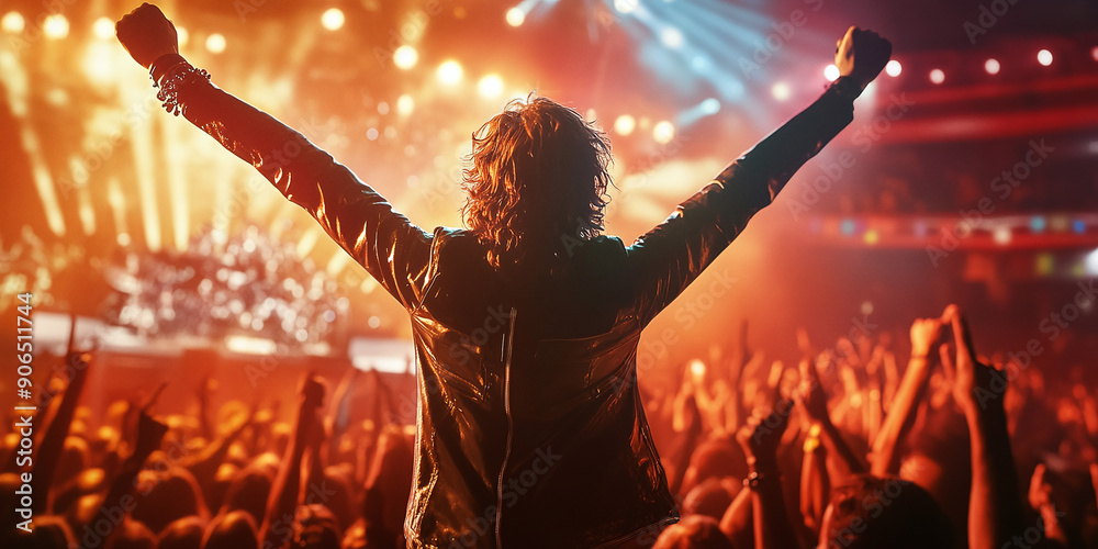 Electrifying rock concert with a sea of cheering fans. Concept Rock ...