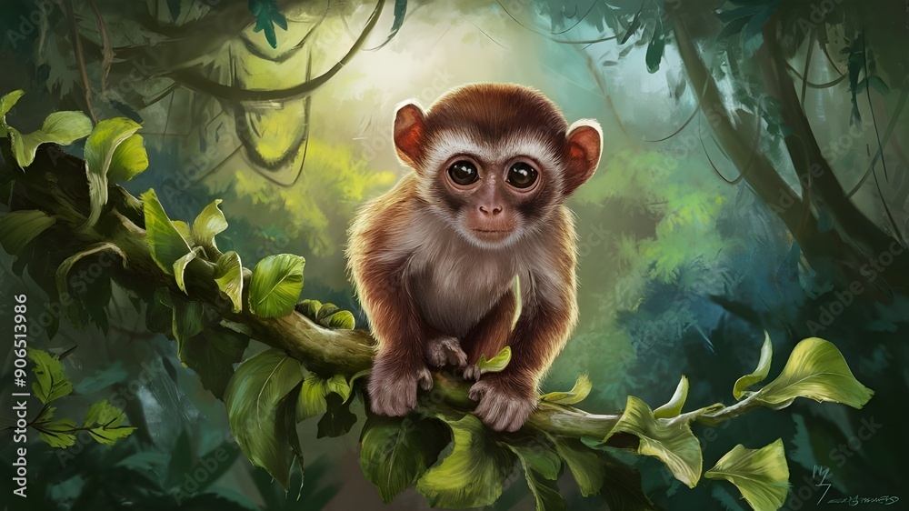 Tarsius Syrichta: Tarsier Monkey in Natural Jungle. This digital art ...
