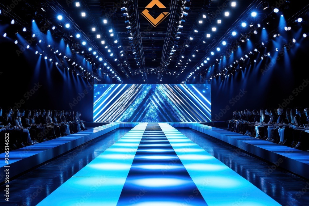 Illuminated Fashion Runway at Night Showcasing Dynamic Visual Effects ...