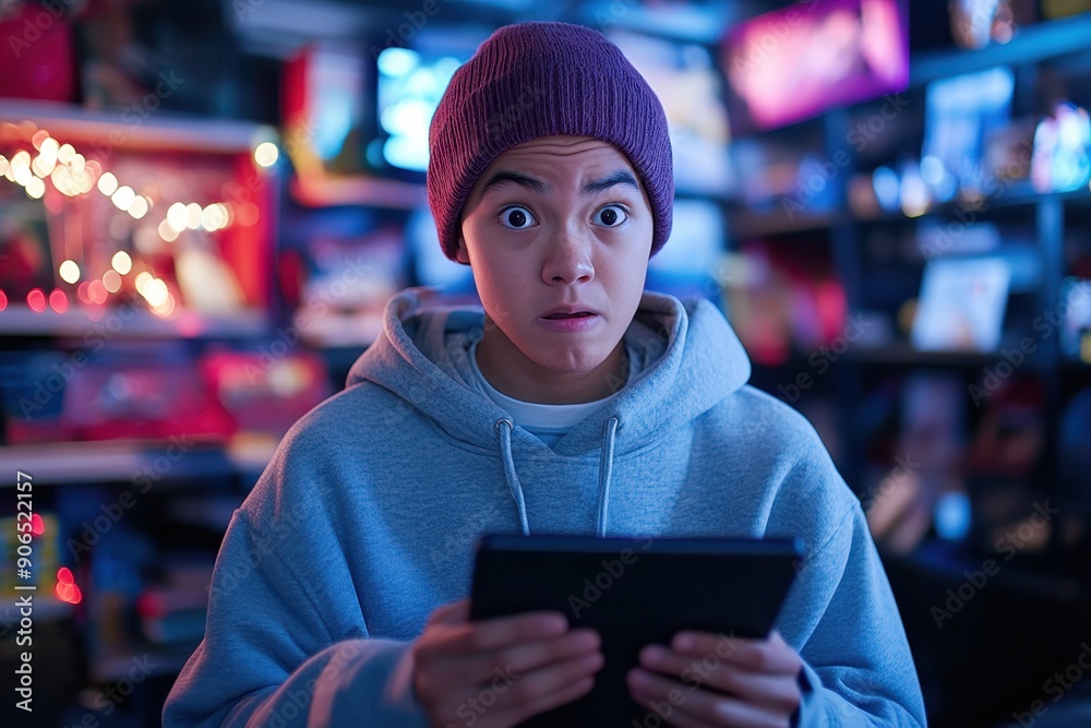 Virtual Gaming Dilemma - Overwhelmed Gamer Using Tablet for ...