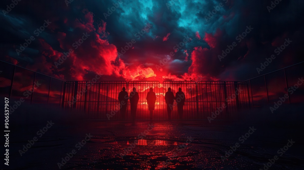 Prisoner escape scene with guards in pursuit, capturing the tension ...