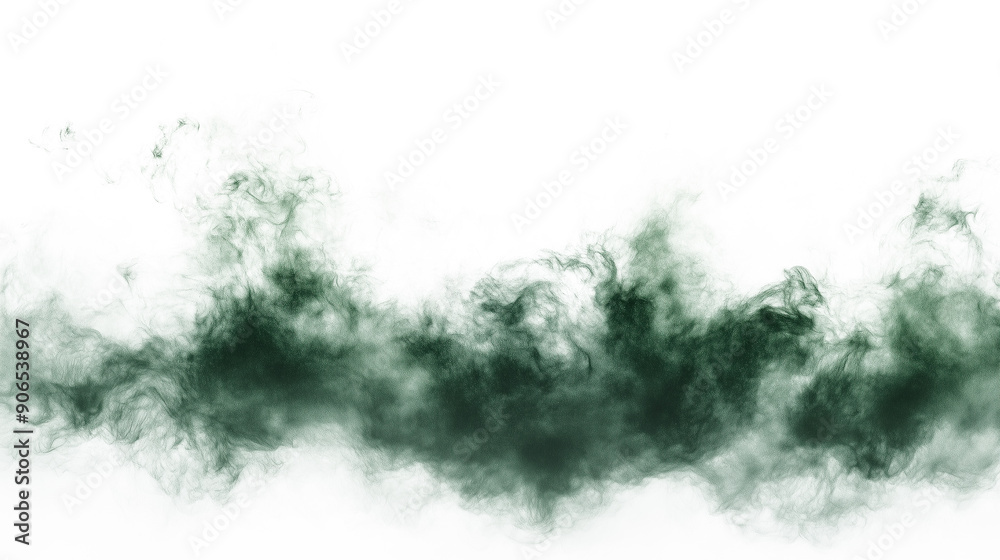 Forest green ink burst explosion inside water isolated on white ...