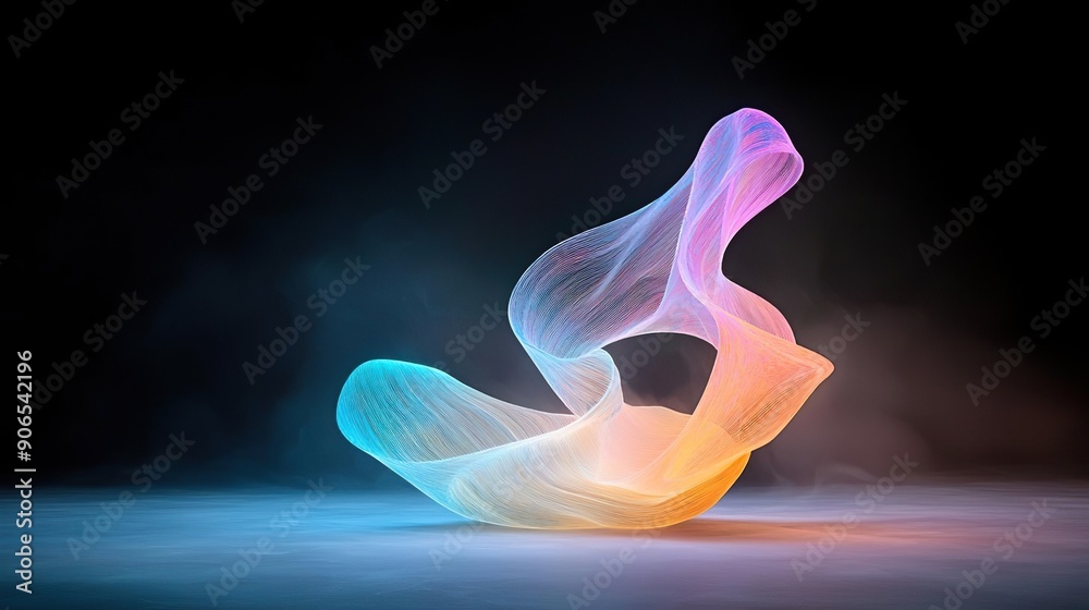 Create a holographic 3D abstract sculpture representing the concept of ...