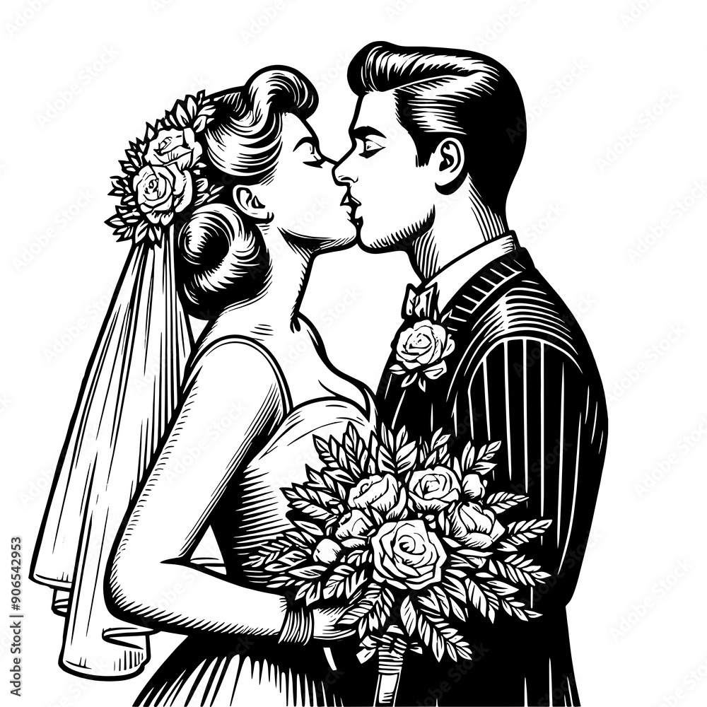 bride and groom sharing a kiss, timeless and romantic moment with ...