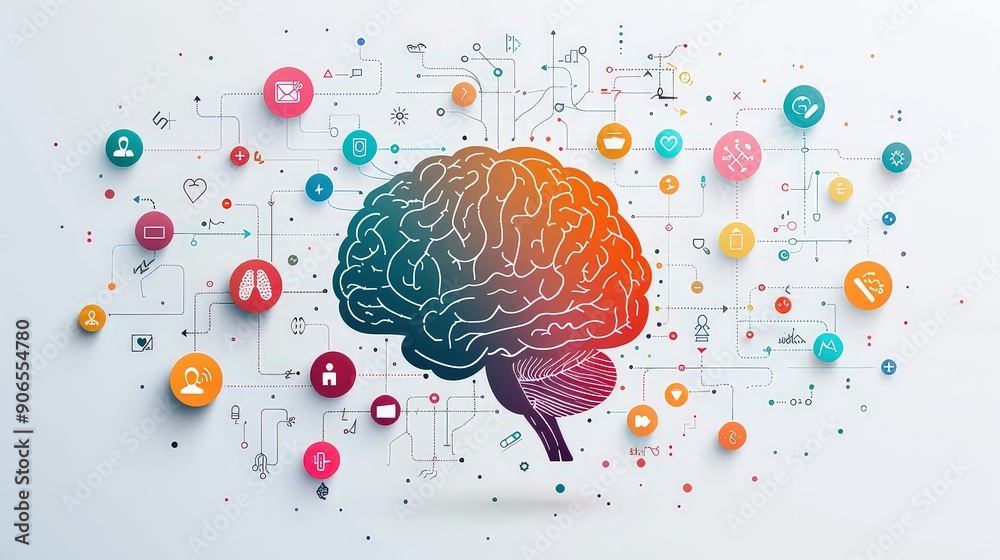 clean infographic linking brain health to lifestyle factors, with a ...