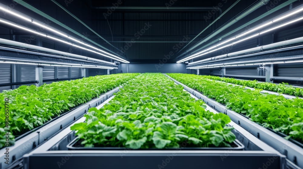 Vertical farming setup in futuristic urban environment, hydroponic ...