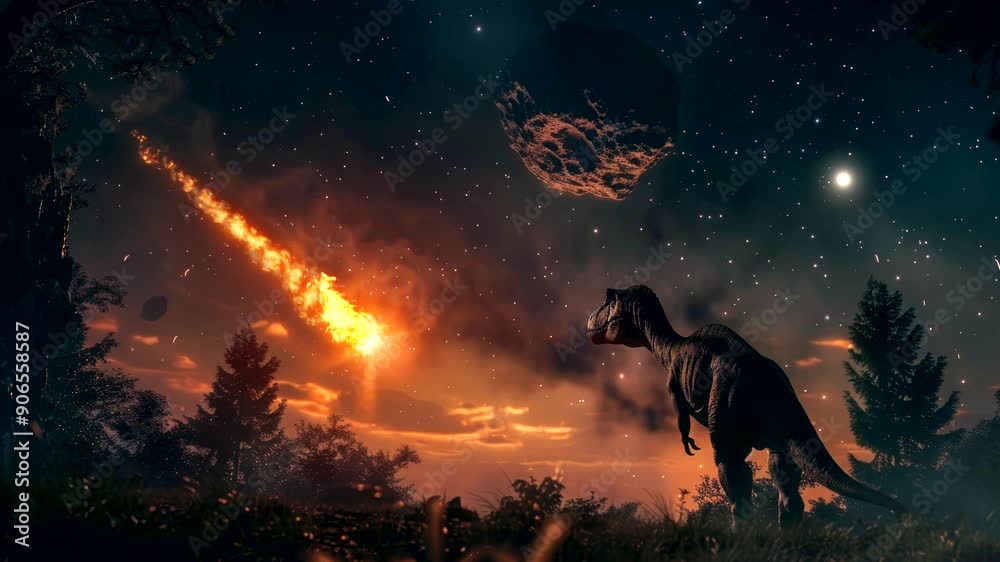 the jurassic era when dinosaurs extinct because many asteroid falling ...