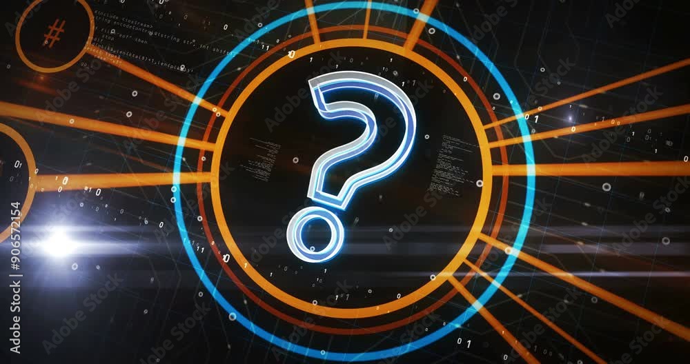 Question mark help and quiz symbol digital concept. Cyber technology ...