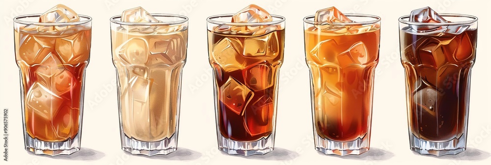 Iced Coffee Variations: A Visual Guide Stock Illustration | Adobe Stock