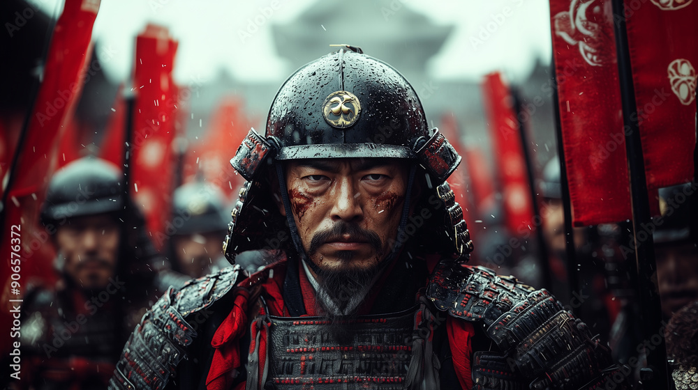 The formidable samurai general commands his fearless warriors in a ...