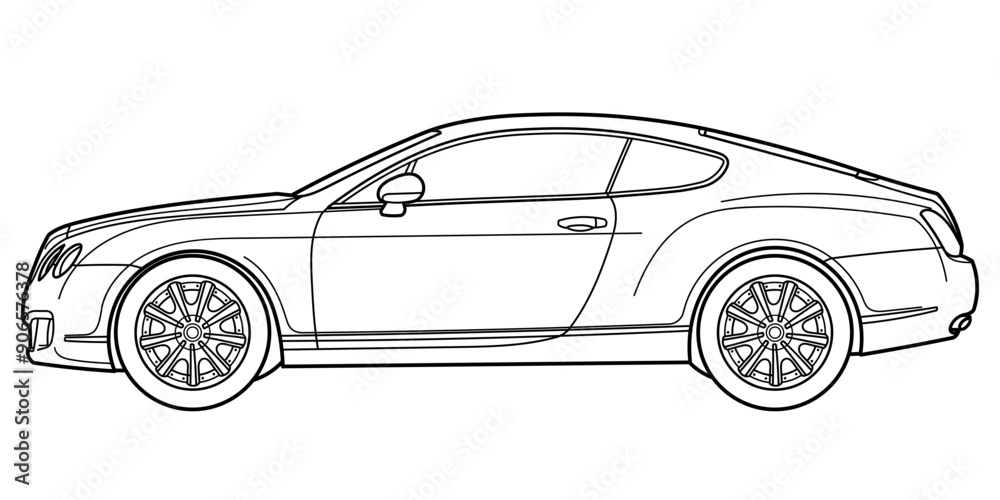 Ivano-Frankivsk, Ukraine - 1 July 2024: Outline drawing of a Bentley ...