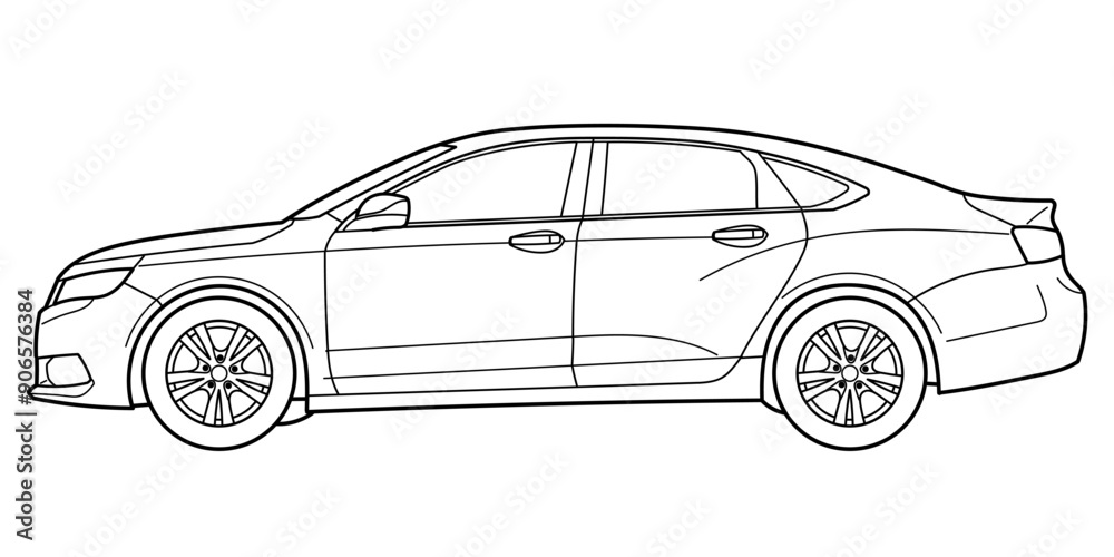 Ivano-Frankivsk, Ukraine - 27 June 2024 Outline drawing of a Chevrolet ...