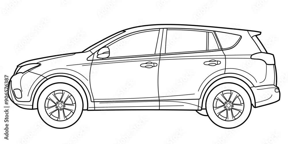 Ivano-Frankivsk, Ukraine - 29 Jan 2024: Outline drawing of a Toyota ...