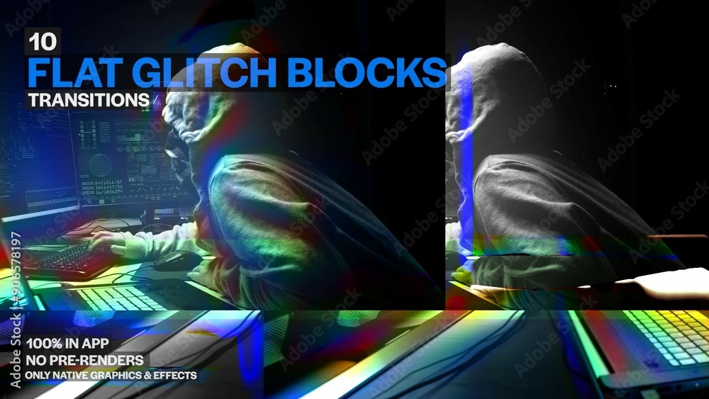 Flat Glitch Blocks, Seamless Dynamic Transitions Stock Template | Adobe ...