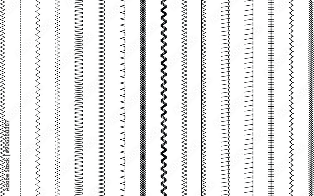 Sew stitch. Colorful seamless pattern brush embroidery thread seam ...