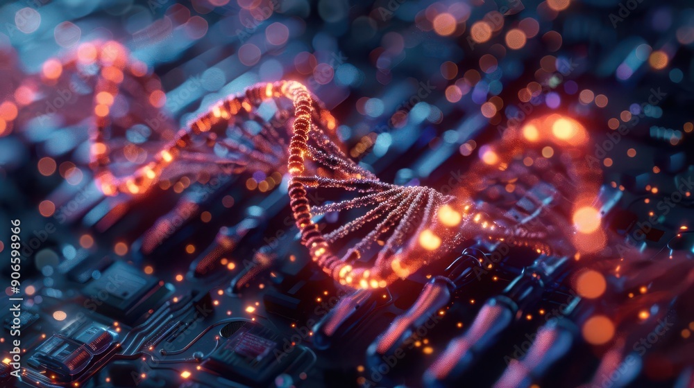 Genetic engineering with CRISPR technology, top view, depicting precise ...