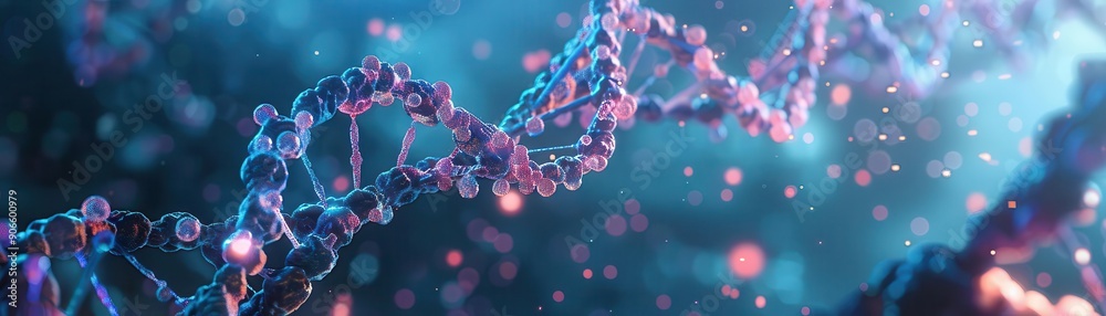 Transcription factors binding to DNA, side view, depicting the ...
