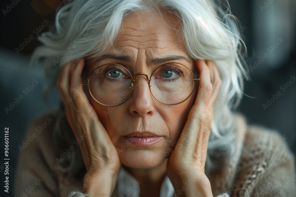 Mature woman tired and stressed with brain disease problem causing ...