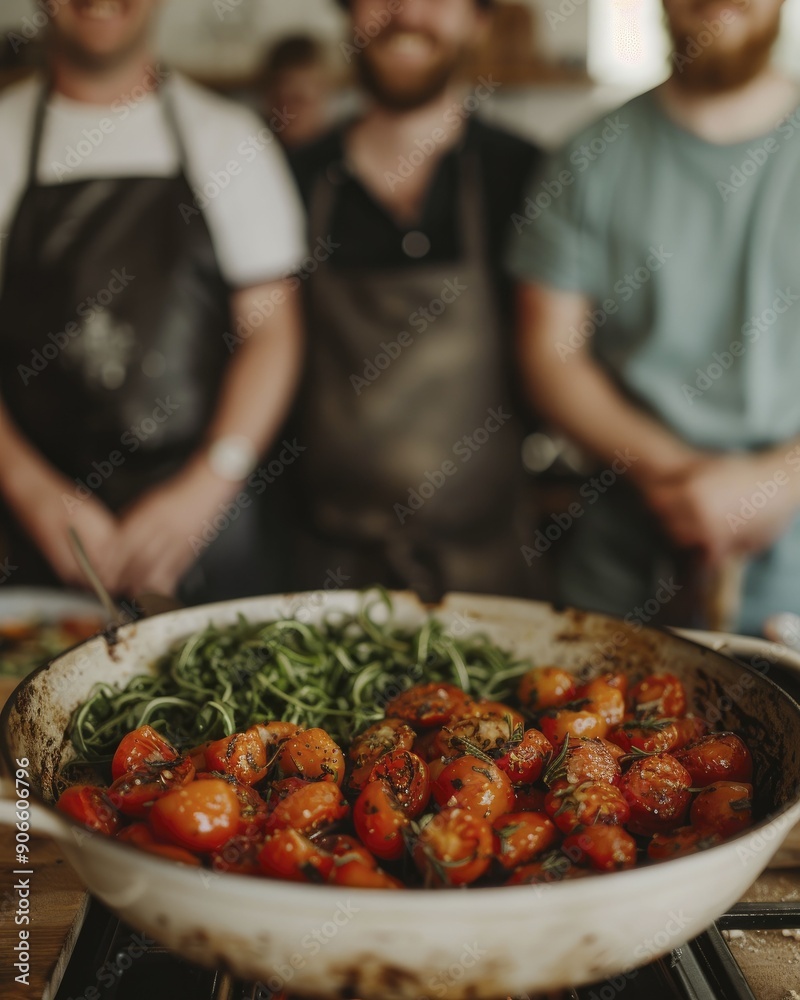 Joyful and lively kitchen selfie with friends or family, freezing ...