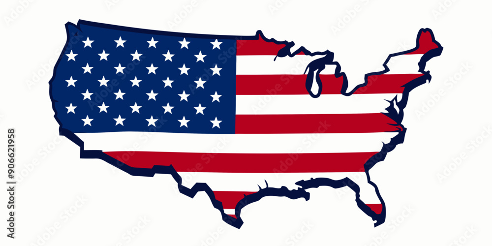 USA Patriotic Map Silhouette Vector Line Art - United States Clipart ... USA Patriotic Map Silhouette Vector Line Art - United States Clipart ...