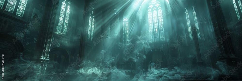 Eerie Luminescence from Church Windows Piercing the Darkness, Hinting ...