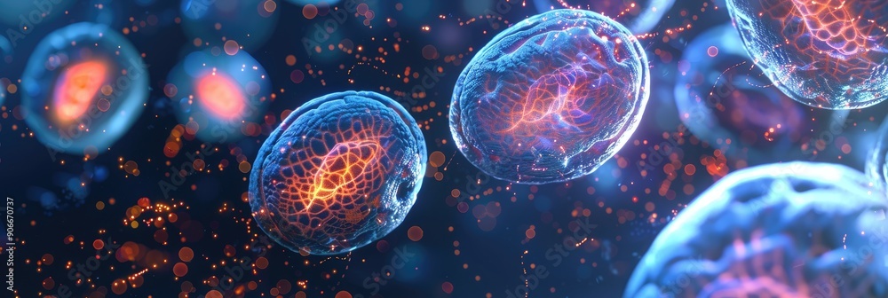 Cell division in meiosis Telophase II observed under a microscope Stock ...