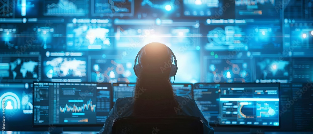 Cybersecurity analyst monitoring identity verification processes on ...