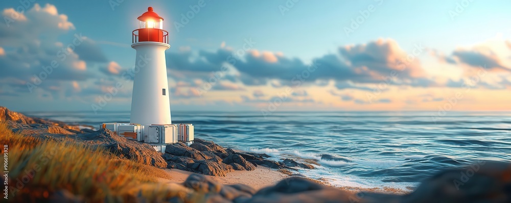 Lighthouse with modular construction, detachable segments and warning ...