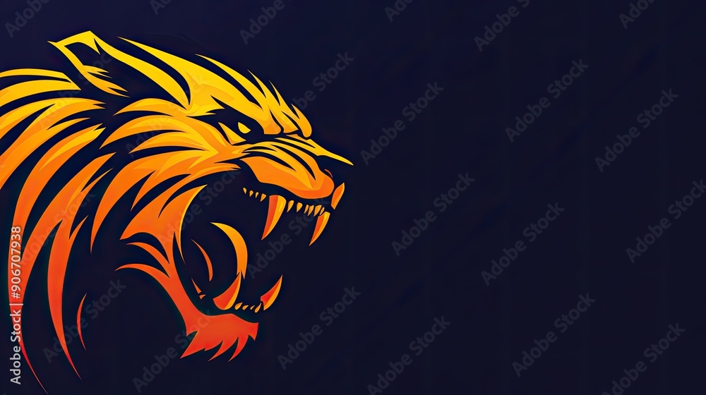 Bright and bold sports team logo featuring an aggressive animal symbol ...