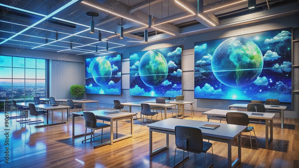 Vibrant 8K visualization of modern cloud-based educational platform ...