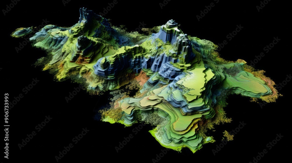 DEM digital elevation model. GIS lidar product made after proccesing ...