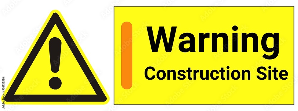 Attention or warning sign poster with icon and text. Warning symbol ...