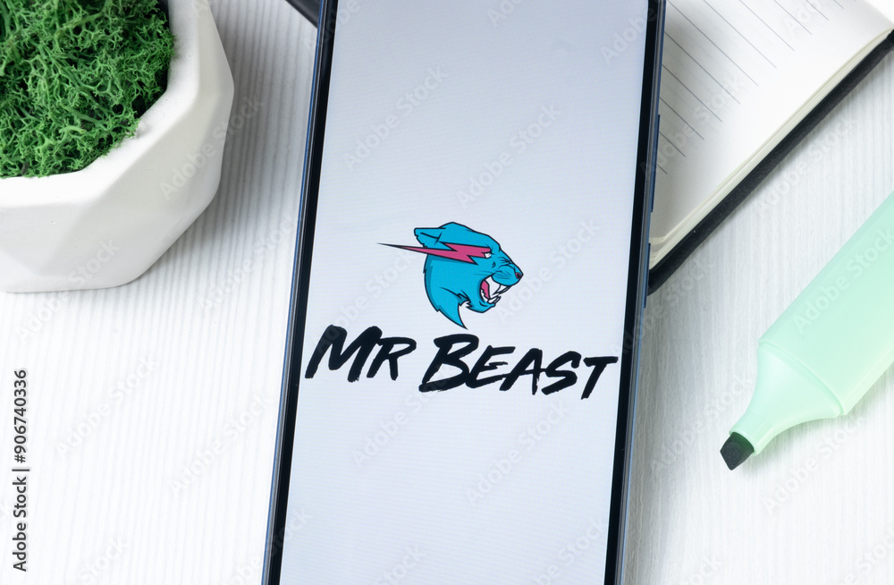 New York, USA - 1 August 2024: MrBeast Logo on Phone Screen, Icon on ...