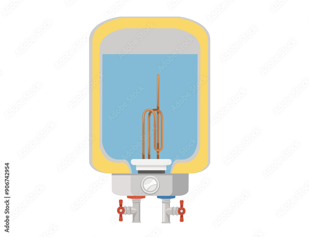 Cross-sectional diagram of a water heater with internal components ...