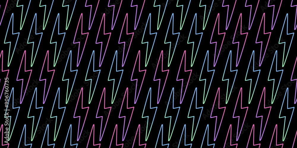 Gradient Lightning bolt pattern. Groovy funky linear flash repeated ...
