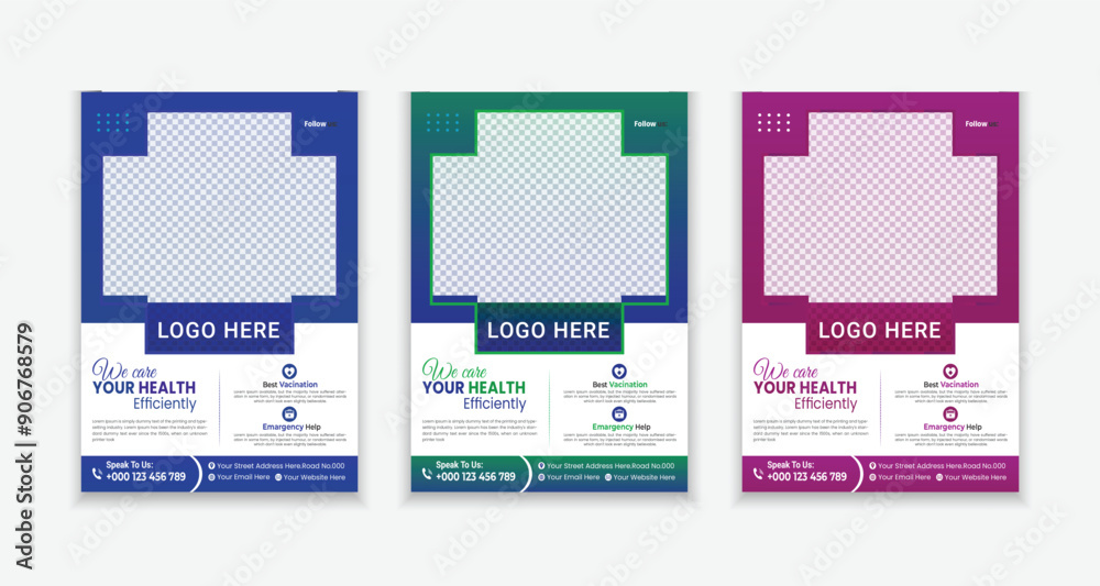 healthcare and medical flyer or poster design layout, Medical brochure ...