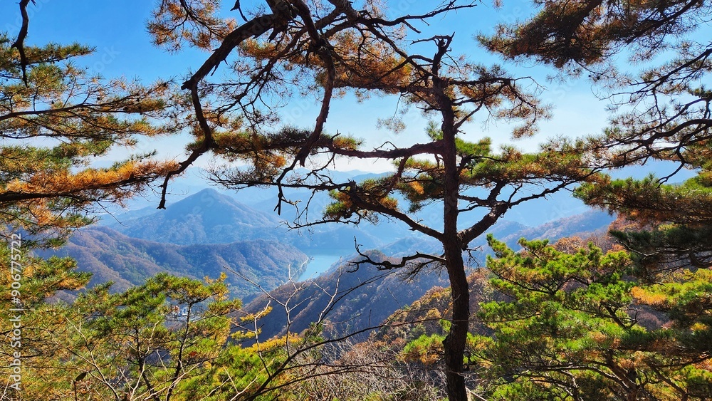 autumn view on korean mountain scenery, Homyeongsan Mountain, South ...